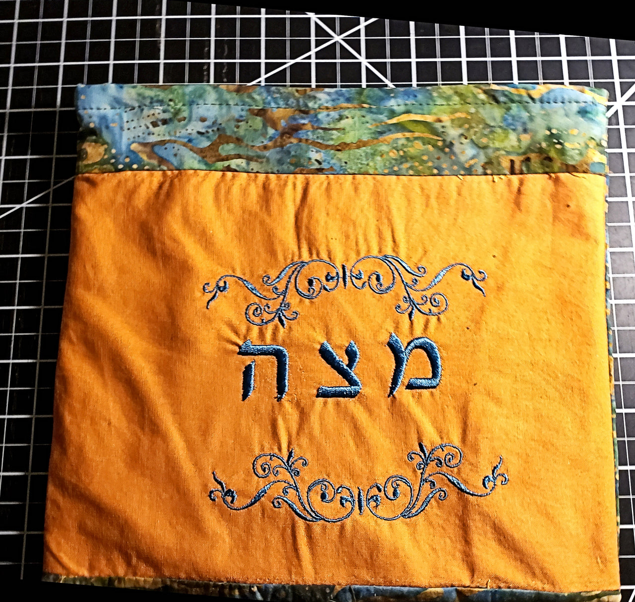 Embroidered Hebrew Matzah Afikomen set for Passover Seder