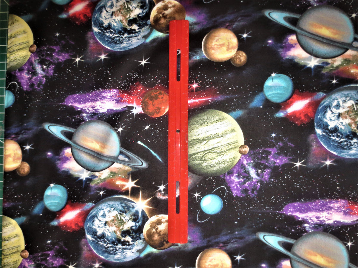 In Space cotton fabric by the half yard Elizabeth Studios planets sola ...